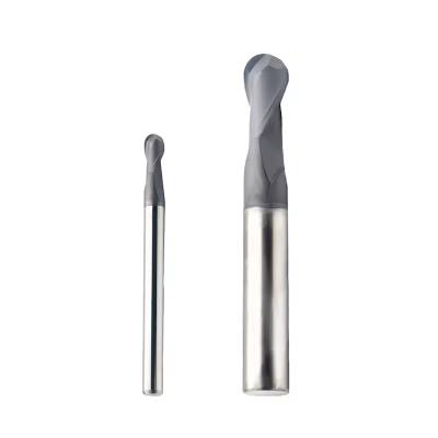 China Hard Steel Cutting Tools 2 Blade Metric Carbide Milling Cutter with Metal Ball Nose Graphite Endmill for sale