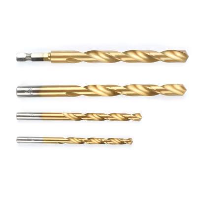 China HSS Titanium-Plated Twist Drill Set for Wood, Plastic & Thin Metal - Straight Shank Design with Multiple Size Options for sale