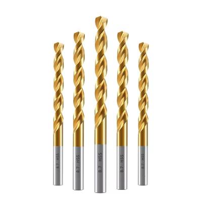 China Titanium Plated Straight Handle Twist Drill Woodworking Opener Drilling Drill Bit Plastic Box Set Accessories for sale