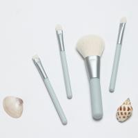 China White PBT Hair Mini Makeup Brush Set 4pcs For Travel Plastic Handle for sale