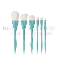 China Privated original streamlined deisgn with 6 Pcs Makeup Brush Set of Blue Plastic Handle For Face Makeup brush tools for sale