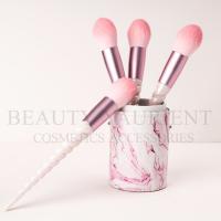 China Plating Spiral Handle Powder Single Makeup Brush With Pink Ferrule for sale