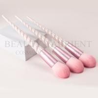 China Plating Spiral Handle Powder Single Makeup Brush With Pink Ferrule for sale