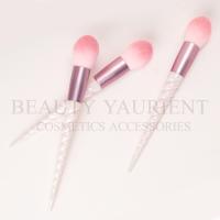 China Plating Spiral Handle Powder Single Makeup Brush With Pink Ferrule for sale