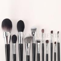 China Black Wooden Handle 12-16cm12 Piece Makeup Brush Set With PU Pouch for sale