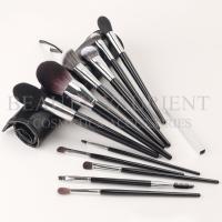 China Black Wooden Handle 12-16cm12 Piece Makeup Brush Set With PU Pouch for sale