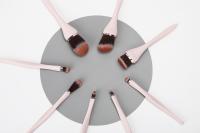 China Compact Plastic Handle UV coating Mini Makeup Brush Set 14.5mm for sale