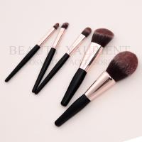 China Rose Gold Ferrule Short Mini Makeup Brush Set 3tone Hair Wood Makeup Brush kit for sale