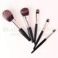 China Rose Gold Ferrule Short Mini Makeup Brush Set 3tone Hair Wood Makeup Brush kit for sale