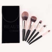 China Rose Gold Ferrule Short Mini Makeup Brush Set 3tone Hair Wood Makeup Brush kit for sale