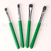 China Green 4pcs Eyeshadow Makeup Brush Set 9.6cm Shinny Silver Ferrule for sale