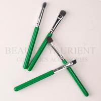 China Green 4pcs Eyeshadow Makeup Brush Set 9.6cm Shinny Silver Ferrule for sale