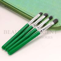 China Green 4pcs Eyeshadow Makeup Brush Set 9.6cm Shinny Silver Ferrule for sale