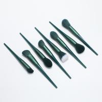 China Plating Handle Matte Green High End Makeup Brush Set 16.8cm  Total Length for sale