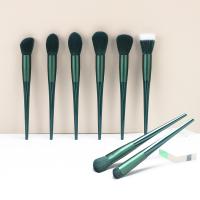China Plating Handle Matte Green High End Makeup Brush Set 16.8cm  Total Length for sale