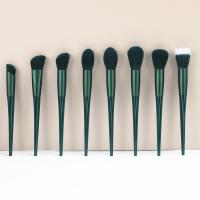 China Plating Handle Matte Green High End Makeup Brush Set 16.8cm  Total Length for sale
