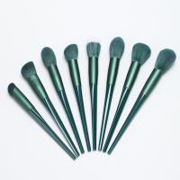 China Plating Handle Matte Green High End Makeup Brush Set 16.8cm  Total Length for sale