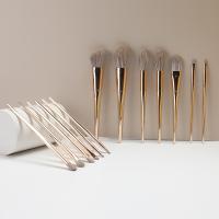 China Gold Plating Plastic Handle 13pcs High End Makeup Brush Set No Cruelty for sale