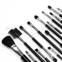 China Portable Travel Mini Makeup Brush Set 14pcs Black Handle Vegan Makeup Brushes for sale