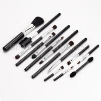 China Portable Travel Mini Makeup Brush Set 14pcs Black Handle Vegan Makeup Brushes for sale
