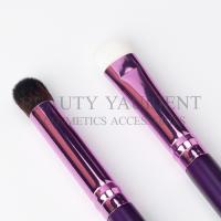 China Custom Private Label Eyeshadow Makeup Brush Purple Wooden Handle for sale