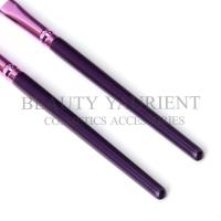 China Custom Private Label Eyeshadow Makeup Brush Purple Wooden Handle for sale