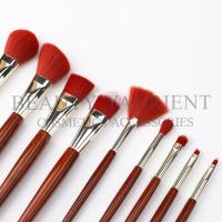 China Luxury 9Pieces Private Label Makeup Brushes Red Makeup Brush Set 20.3cm for sale