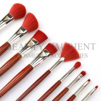 China Luxury 9Pieces Private Label Makeup Brushes Red Makeup Brush Set 20.3cm for sale