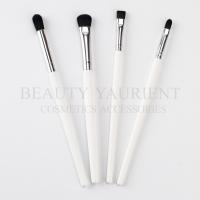China Soft Bristles 4pieces Eyeshadow Makeup Brush Kit White Wooden Handle for sale