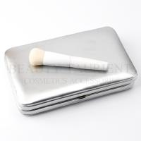 China Single Professional Foundation Brush With Baking Varnish White Aluminum Ferrule for sale