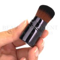 China 110mm Mini Retractable Powder Brush Aluminum Tube Portable Makeup Brush for sale
