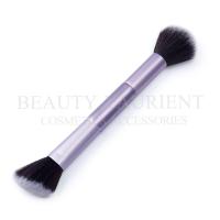 China Purple Wooden FSC Handle Single Makeup Brush Double Ended Face Brush for sale