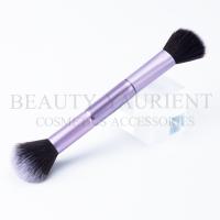 China Purple Wooden FSC Handle Single Makeup Brush Double Ended Face Brush for sale
