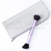 China Purple Wooden FSC Handle Single Makeup Brush Double Ended Face Brush for sale