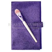 China 3tone PBT Hair Cosmetic Foundation Brush Pearl White Wooden Handle for sale