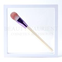 China 3tone PBT Hair Cosmetic Foundation Brush Pearl White Wooden Handle for sale