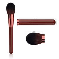 China Brown Wooden Handle Makeup Brushes 5 Piece Makeup Brush Set With Pu Cylinder for sale