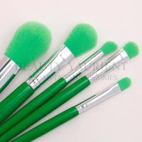 China 5pcs Makeup Brush And Bag Set  PBT Hair Green Handle Makeup Brushes for sale