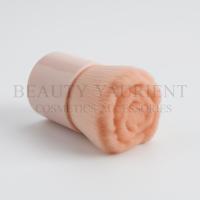 China Flower Hair Plastic Handle Fluffy Foundation Makeup Brush Flat 25mm Diameter for sale