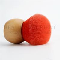 China Wooden Base Red Bamboo Kabuki Brush Round Kabuki Brush Eco Friendly for sale