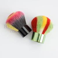 China Colourful Hair Kabuki Makeup Brush For Powder Aluminum Handle for sale