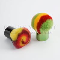 China Colourful Hair Kabuki Makeup Brush For Powder Aluminum Handle for sale