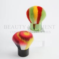 China Colourful Hair Kabuki Makeup Brush For Powder Aluminum Handle for sale