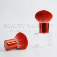 China Red Metalized Handle Kabuki Bronzer Brush Daily Makeup Tools High Performance for sale
