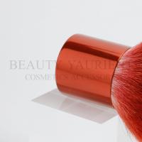 China Red Metalized Handle Kabuki Bronzer Brush Daily Makeup Tools High Performance for sale