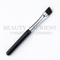 China Black PBT Synthetic Hair Small Angled Eyeliner Brush Aluminum Ferrule for sale