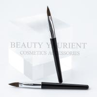 China Silver Ferrule Mini Compact Lip Brush 6cm Round Pointed Lip Makeup Brush for sale