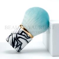 China Gold Ring Soft Short Kabuki Brush 360degree Head Transfer Printing On Handle for sale
