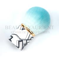 China Gold Ring Soft Short Kabuki Brush 360degree Head Transfer Printing On Handle for sale