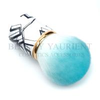 China Gold Ring Soft Short Kabuki Brush 360degree Head Transfer Printing On Handle for sale